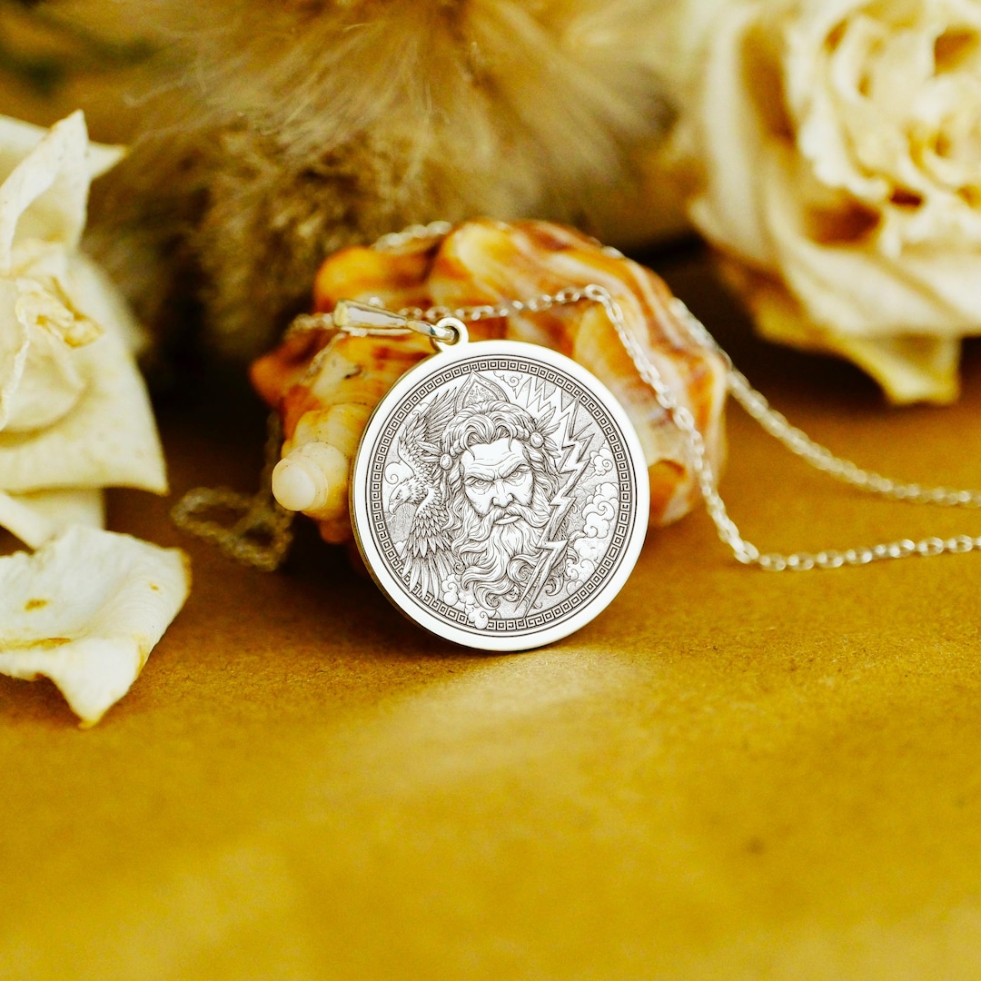14K Gold Zeus Necklace – Greek God Pendant, Handmade Amulet - Etsy