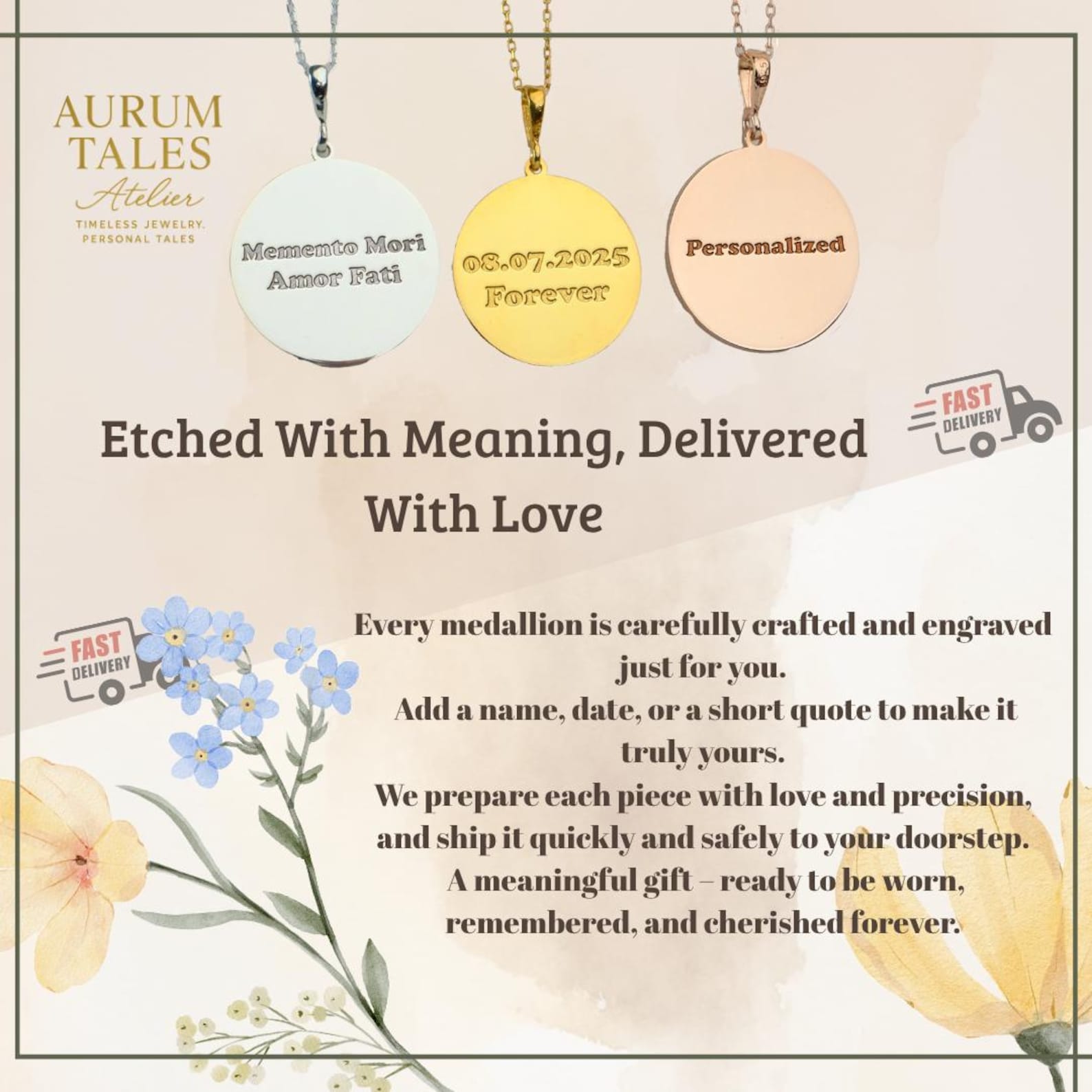 Apollo Medallion Necklace – 14K Gold Greek God Pendant, Custom Engraved ...