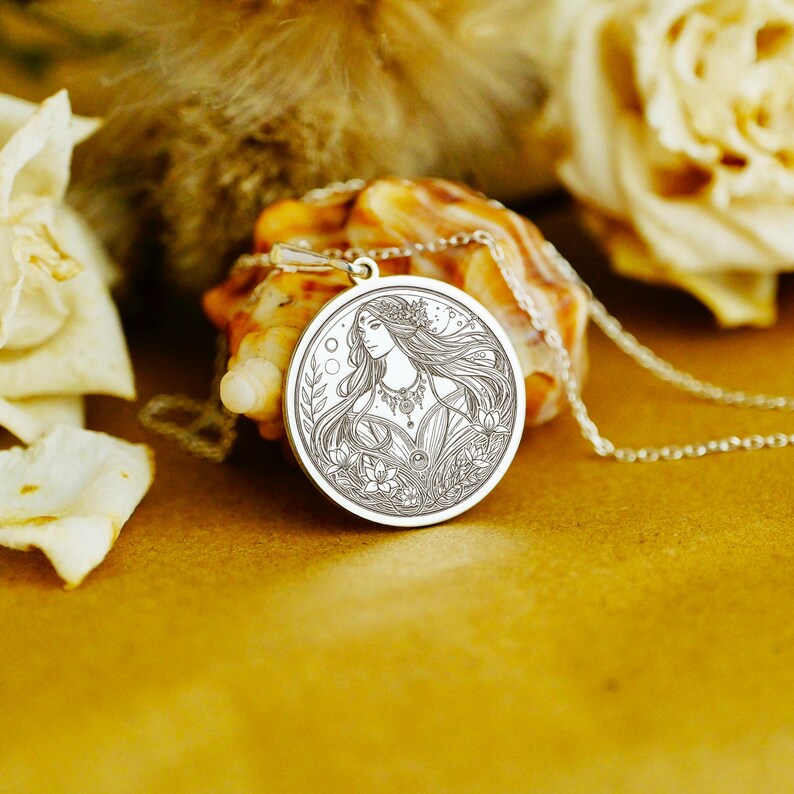 14K Solid Gold - Freya Viking Necklace - Norse Goddess Symbol Pendant ...