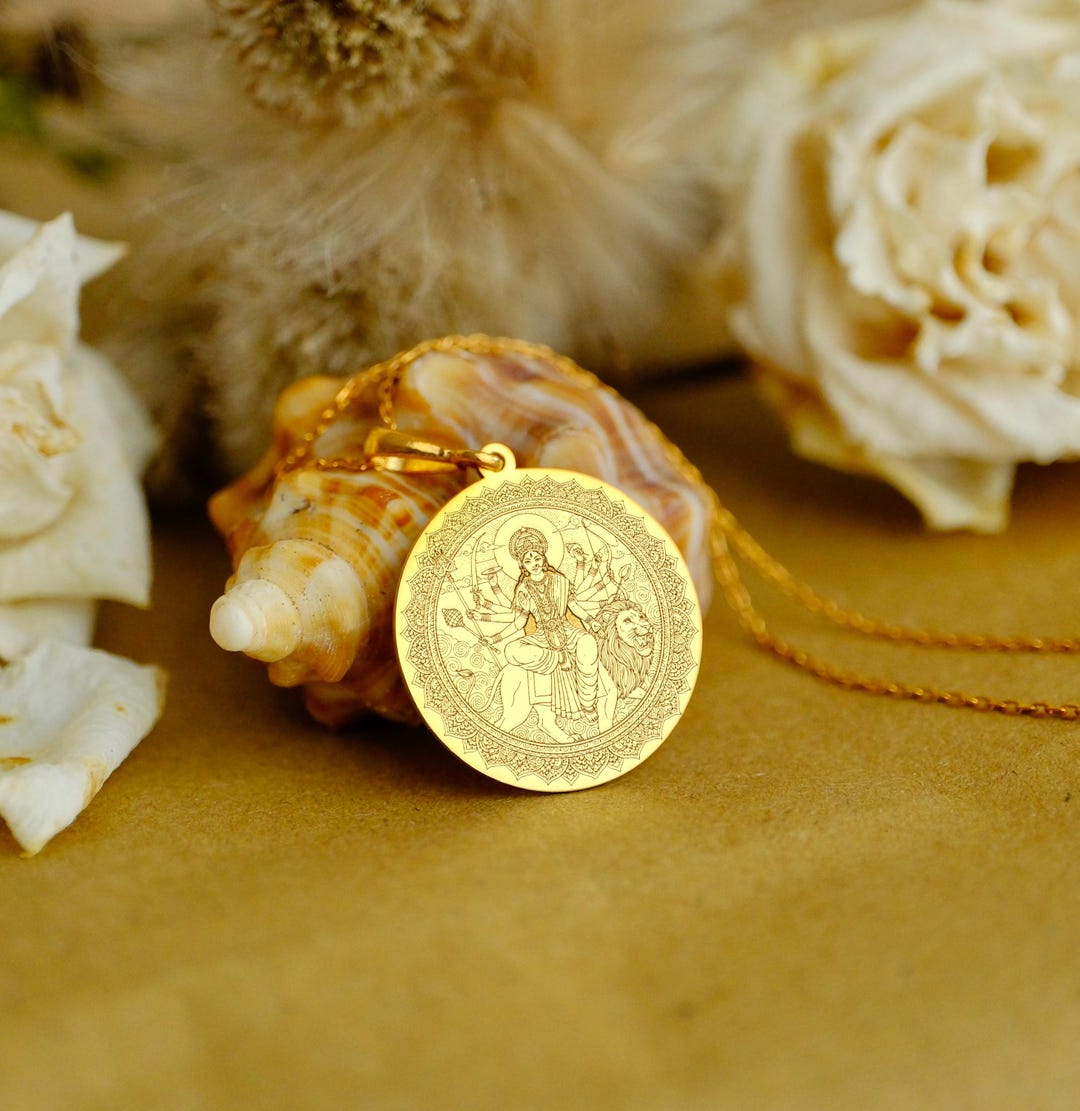 Durga Necklace – Hindu Goddess Pendant, 14K Gold, Silver, Plated ...