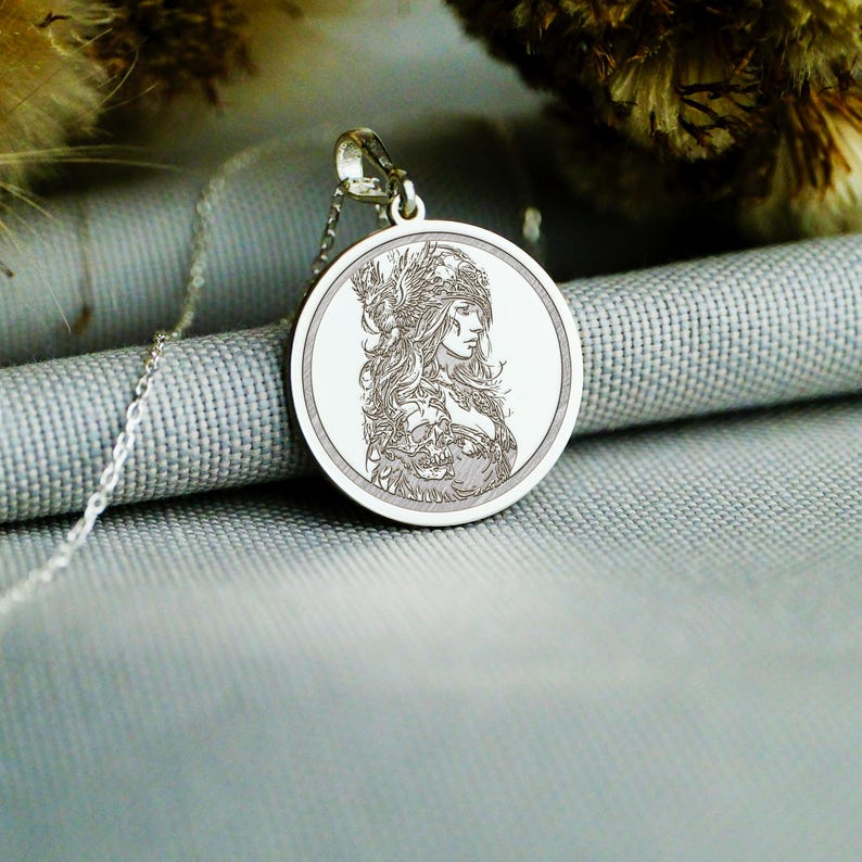 14K Solid Gold - Warrior Woman Pendant, Shield Maiden Inspired ...