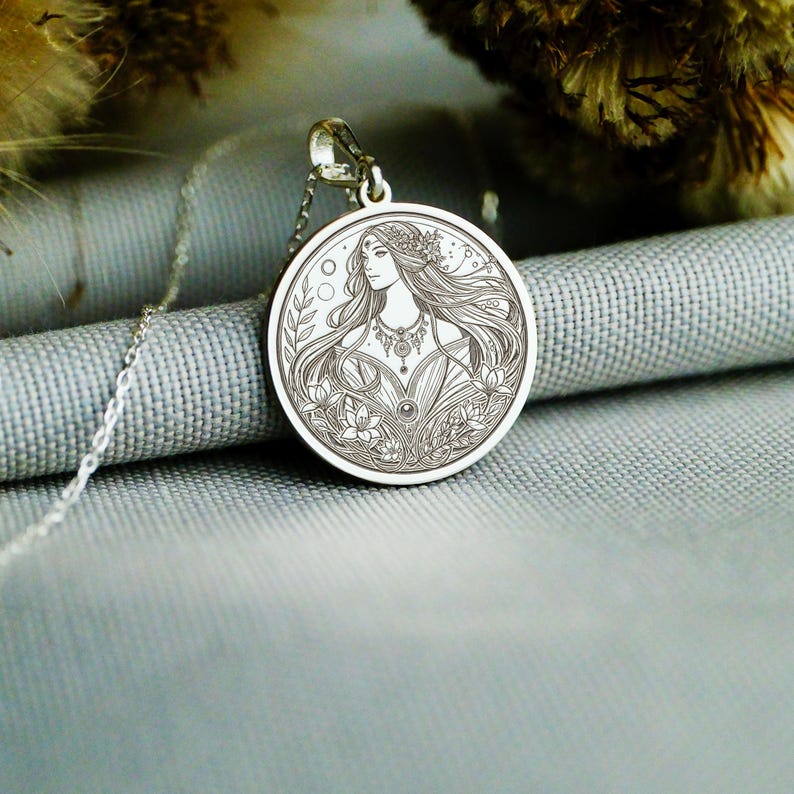 14K Solid Gold - Freya Viking Necklace - Norse Goddess Symbol Pendant ...