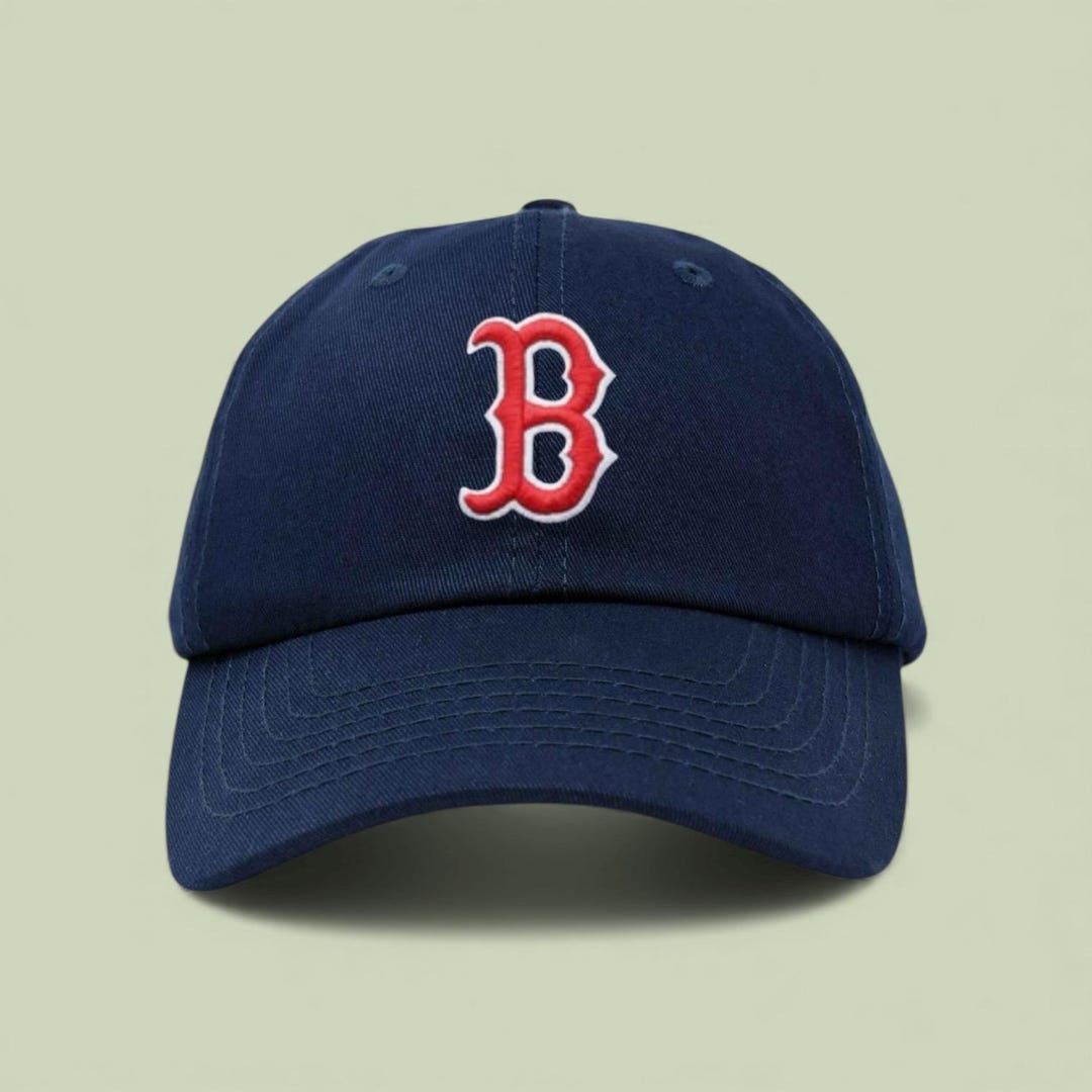 Navy Boston Red Sox Baseball Cap Dad Hat W/ 3D Puff Embroidery - Etsy