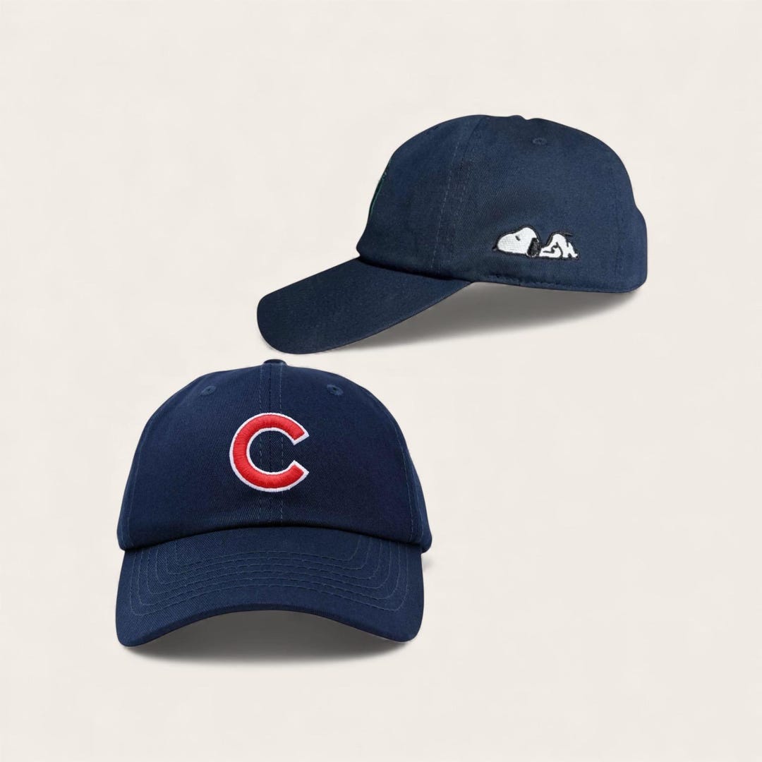 Navy Snoopy Chicago Cubs Baseball Cap W/ 3D Puff Embroidery - Etsy