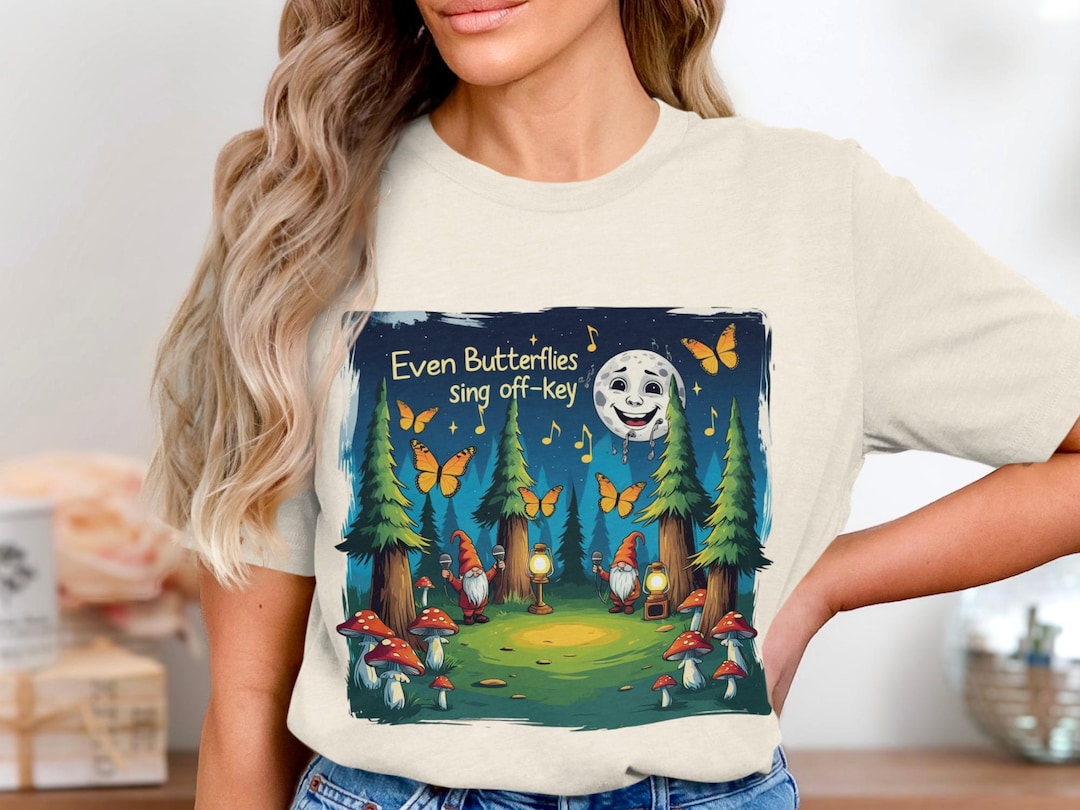 Even Butterflies Sing Off-key PNG, Singing Gnomes, Moon PNG, Digital ...