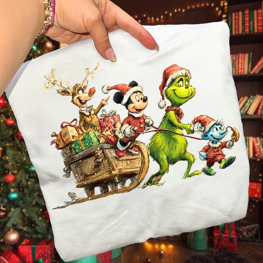Christmas Sleigh PNG, Mickey Grinch PNG, Cartoon Sleigh, Digital ...