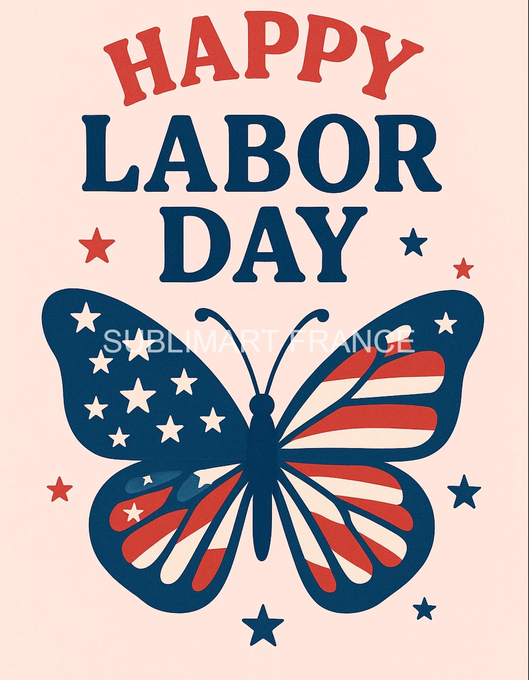 Labor Day Png, Happy Labor Day PNG Design With American Flag Butterfly ...