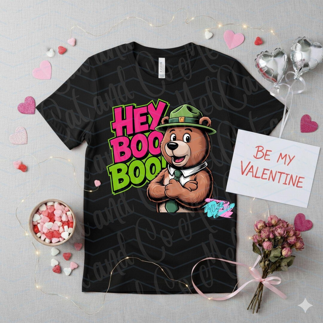 Hey Boo Boo Bear PNG Mascot Cartoon Shirt Design for Kids and Adults - Etsy