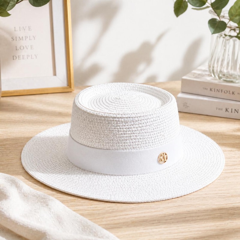 Flat Hat Straw - Etsy UK