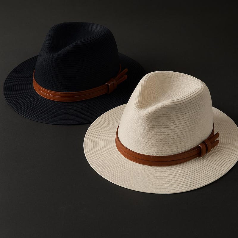 Womens Black Straw Fedora - Etsy