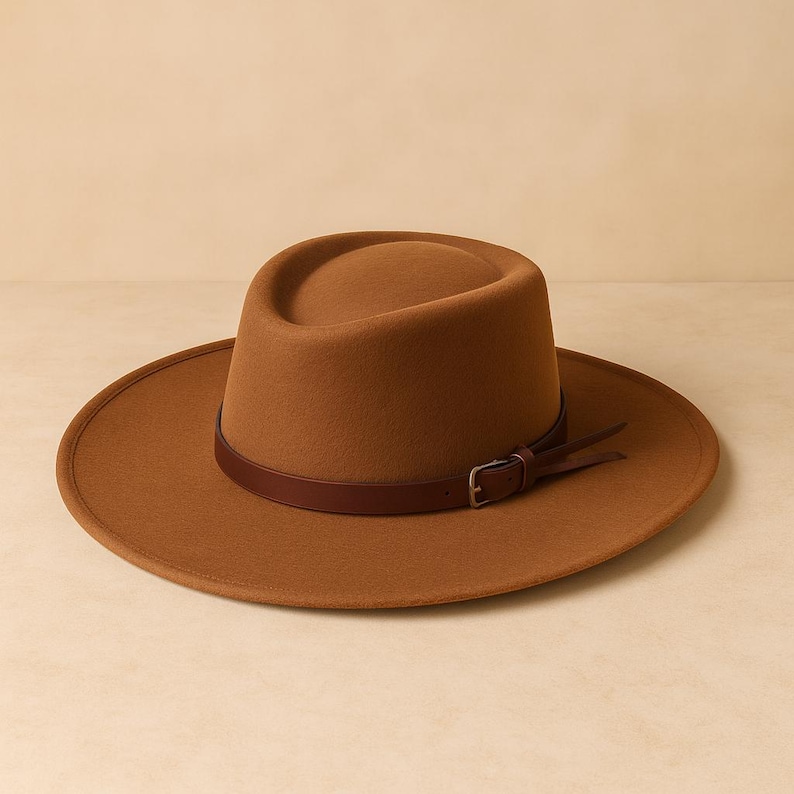 Vegan Suede Cowboy Hat: Cattleman Style With Leather Band, Adjustable ...