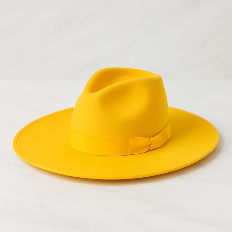 Vegan Felt Fedora Hat: Wide Brim Rancher Style, Adjustable 57cm - Etsy