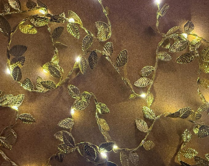 Gold Leaf Fairy String Lights: Table Centerpiece, Warm White LED ...