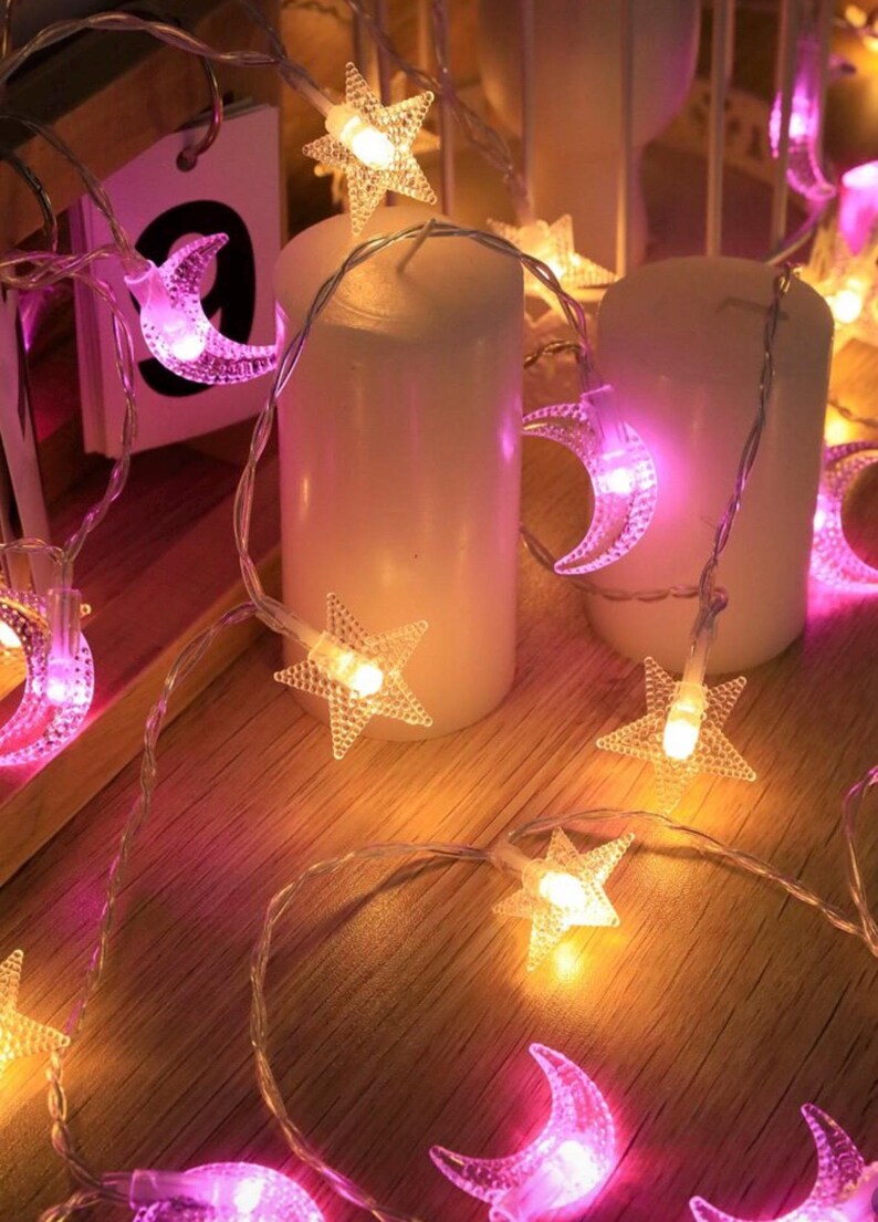 Moon and Star String Lights - 4.5 M - 30 LEDS Battery Operated - Etsy