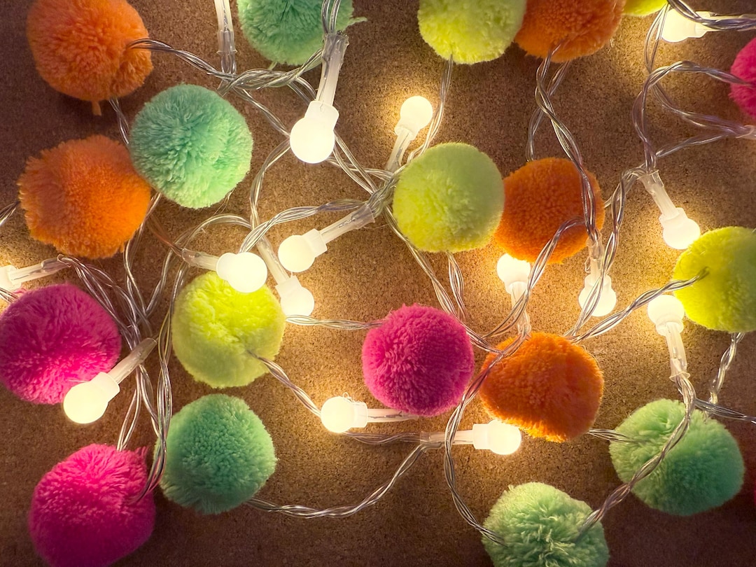Neon Pom Pom String Lights - 20 LEDS - Etsy