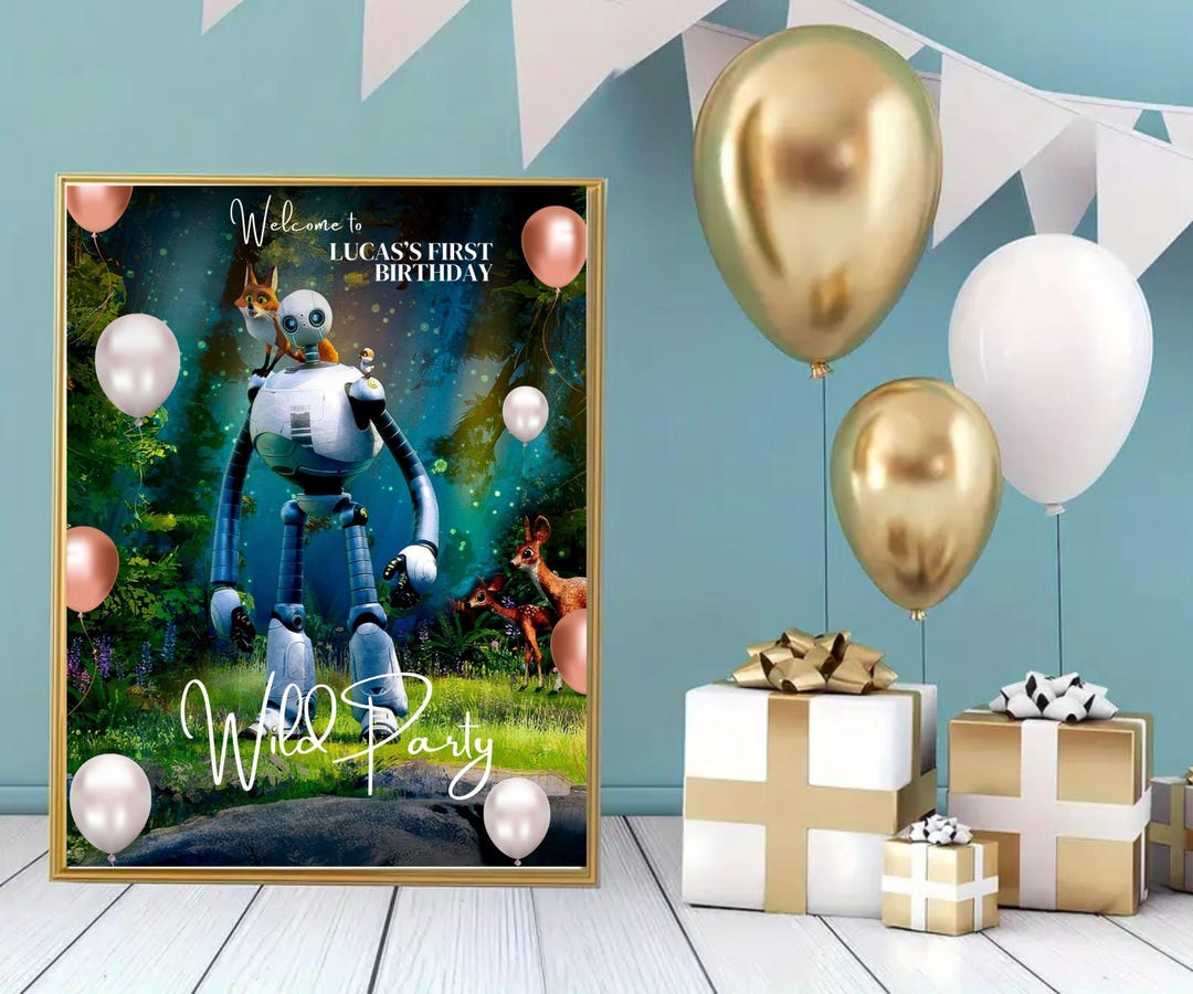The Wild Robot Birthday Welcome Board: Canva Template (digital Download ...