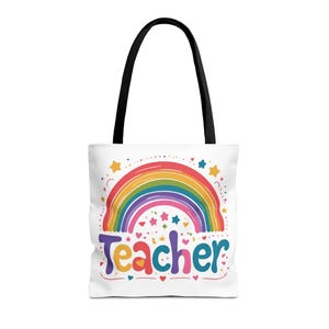 Rainbow Teacher Tote Bag, Motivational Gift for Educators, Colorful ...