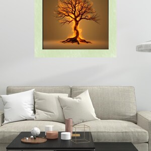 Mystical Fire Tree Art Print - Burning Tree Fantasy Wall Art ...