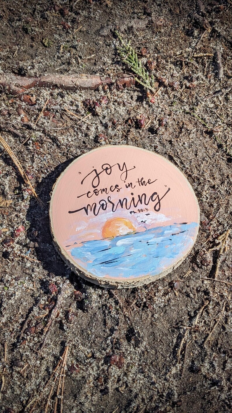 Bible Verse Coaster Painted Beach Sun Psalm 30 5 Art Waterproof Wooden ...
