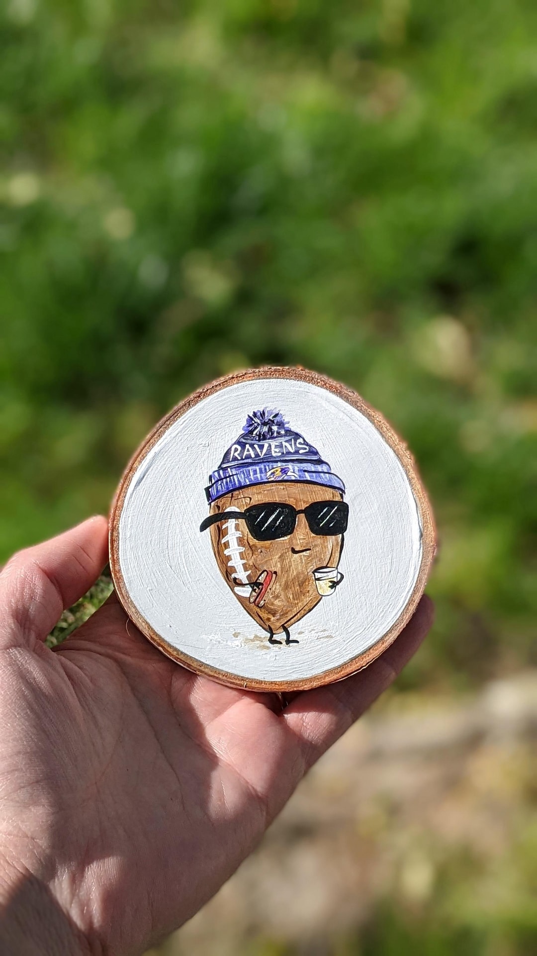 Hand Painted Baltimore Ravens Coaster: Personalized NFL Wood Slice Art ...