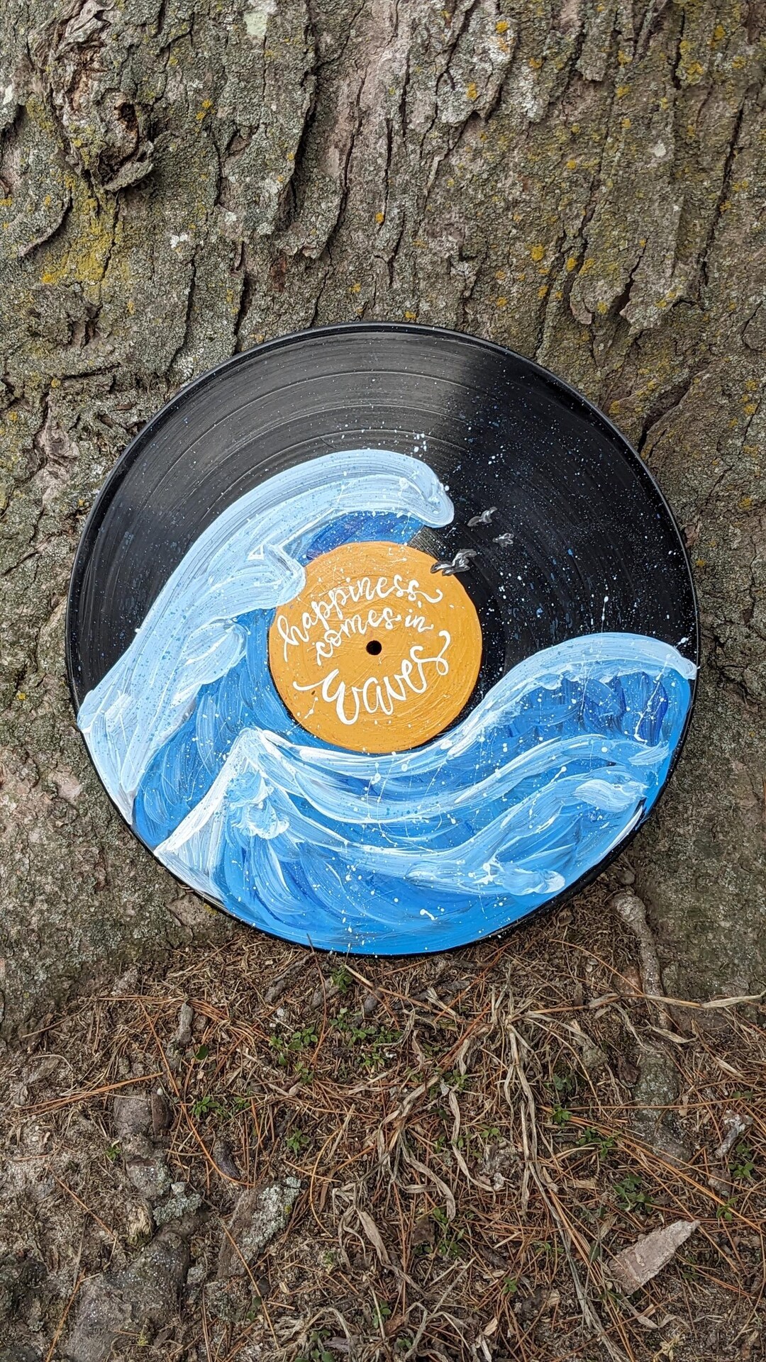 Hand-painted Ocean Wave Vinyl Record Art, Coastal Wall Decor - Etsy