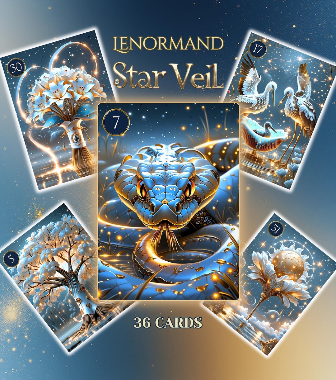 Lenormand 36 Card Deck STAR VEIL – Handmade, Glossy Anti-static ...