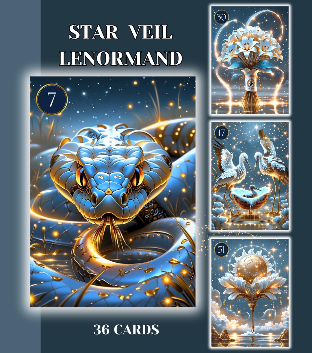 Star Veil Lenormand 36 Card Deck, Cosmic Starlight Oracle Cartomancy ...
