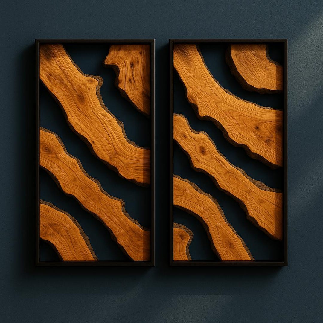 Rustic Live Edge Wood Wall Art Panels: Modern Farmhouse Decor - Etsy