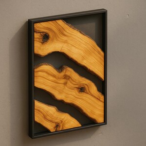 Handmade Natural Wood Wall Art With Live Edge Design in Black Frame ...