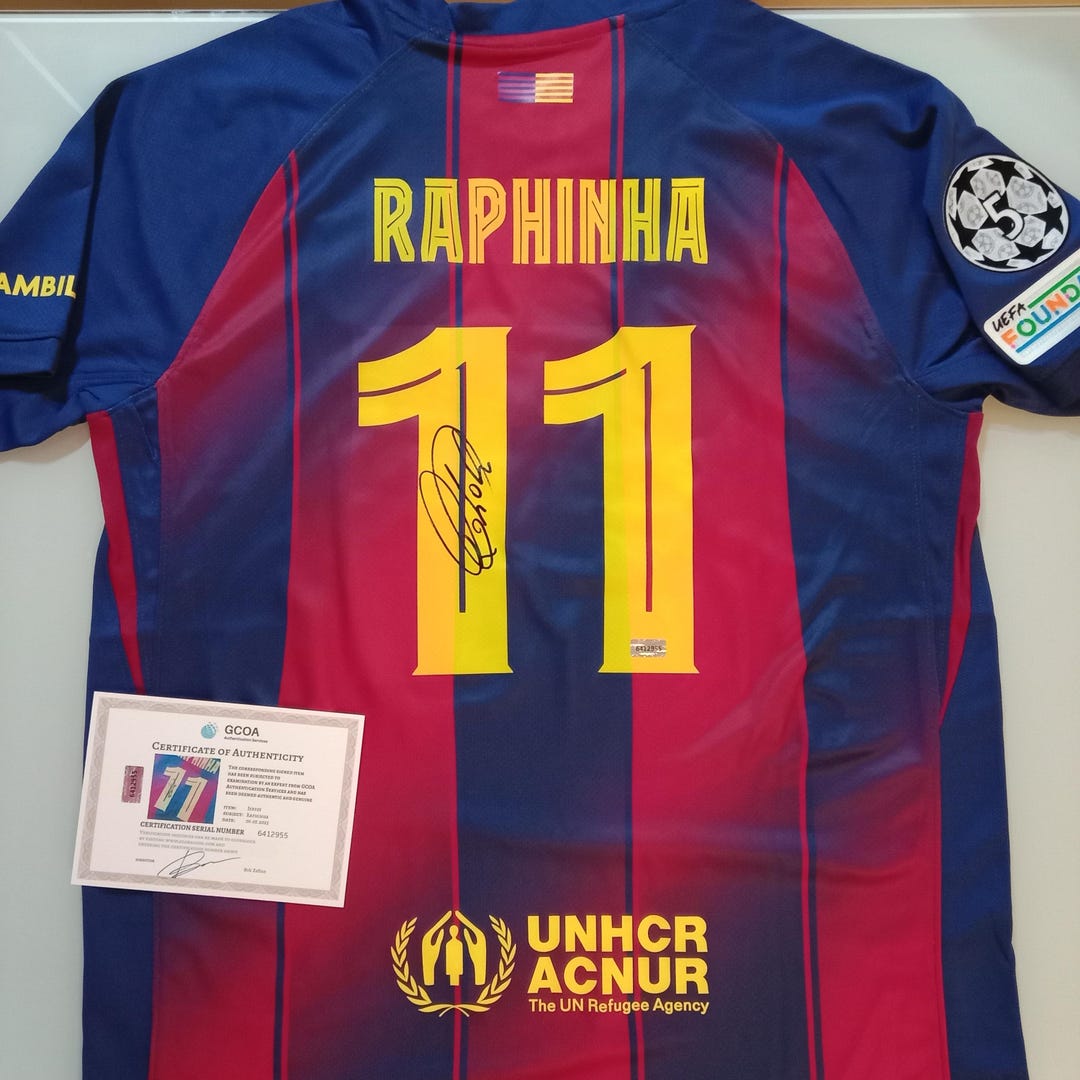 Raphinha Signed Autographed Barcelona FC Home Jersey #11 With COA - Etsy