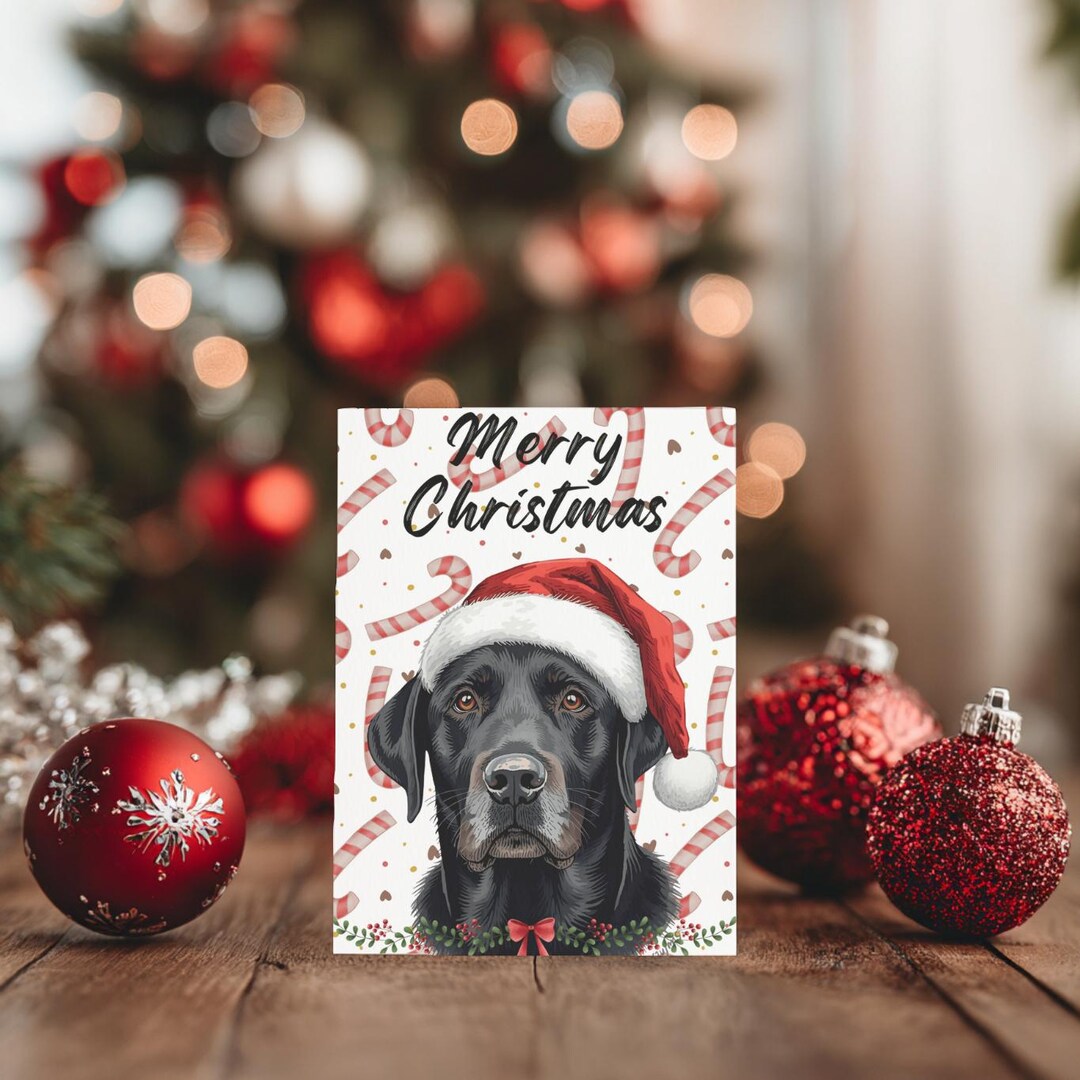 Black Labrador Christmas Card: Festive Canine Art - Etsy