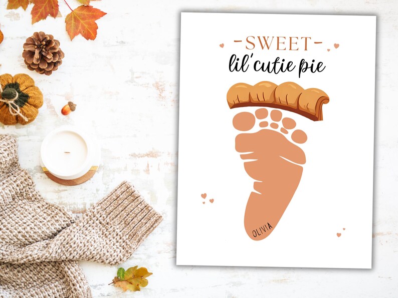 Pumpkin Pie Footprint Art, Thanksgiving Handprint Craft (digital ...