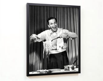 Frank Sinatra Eating Spaghetti Poster, Black and White, Vintage ...