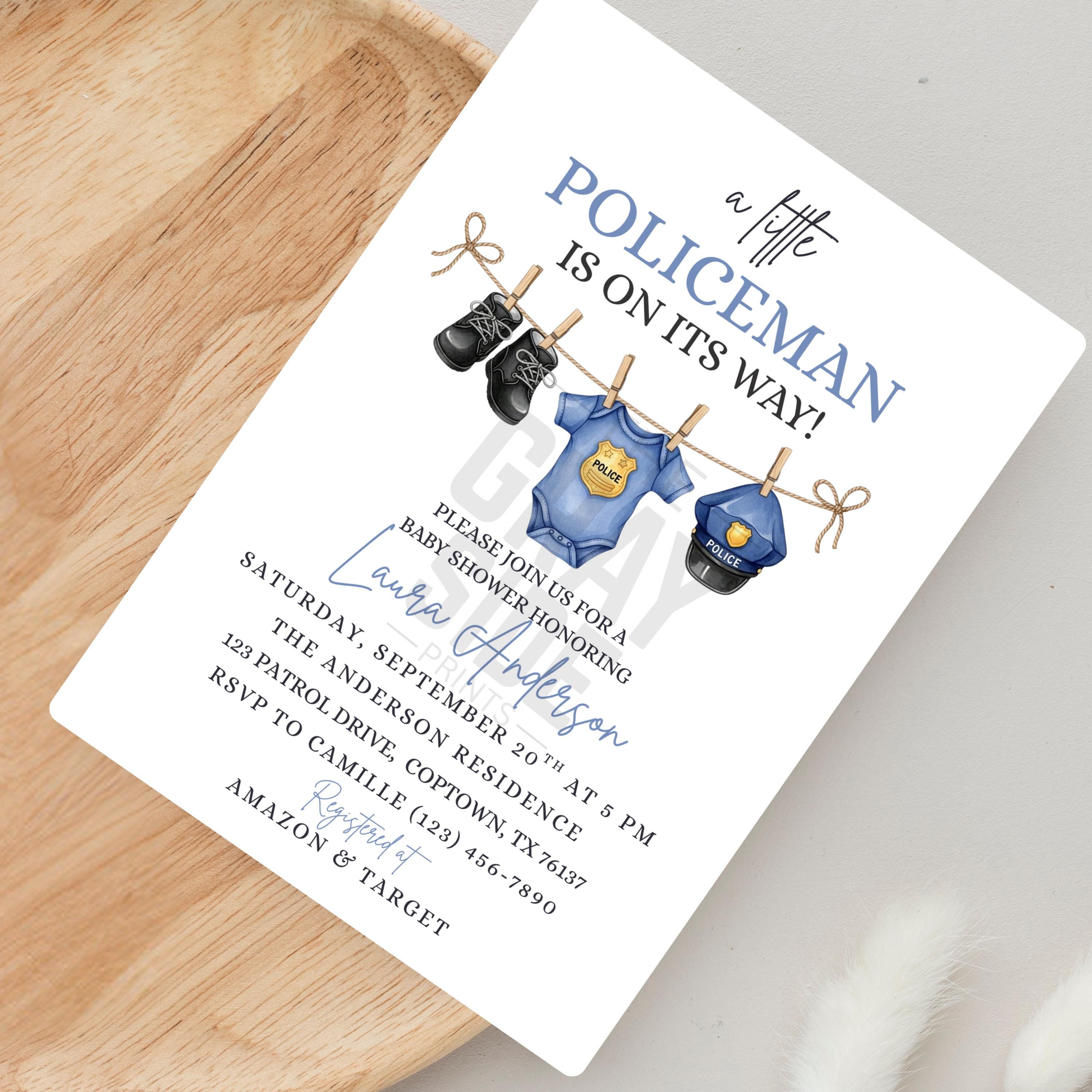 A Little Policeman Baby Shower Invitation Police Car Baby Shower ...