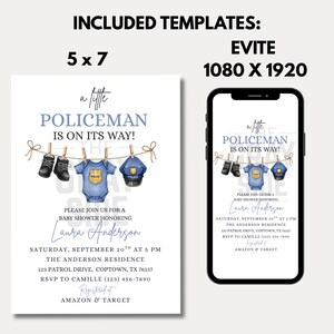 A Little Policeman Baby Shower Invitation Police Car Baby Shower ...