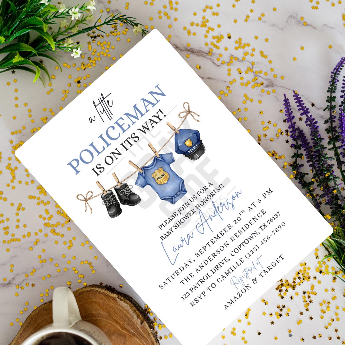 A Little Policeman Baby Shower Invitation Police Car Baby Shower ...
