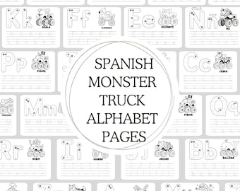 Printable Monster Truck Alphabet Worksheets ABC Tracing Coloring Pages ...