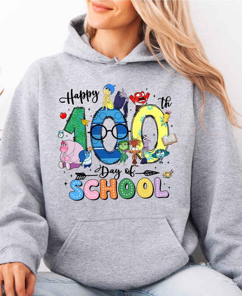 Funny Disney 100 Day of School Hoodie: Teacher Student Celebrate 100th ...