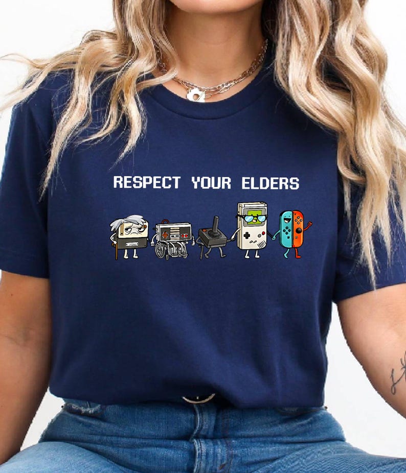 Vintage Respect Your Elders Shirt, Old Controller Retro Gaming Tee ...