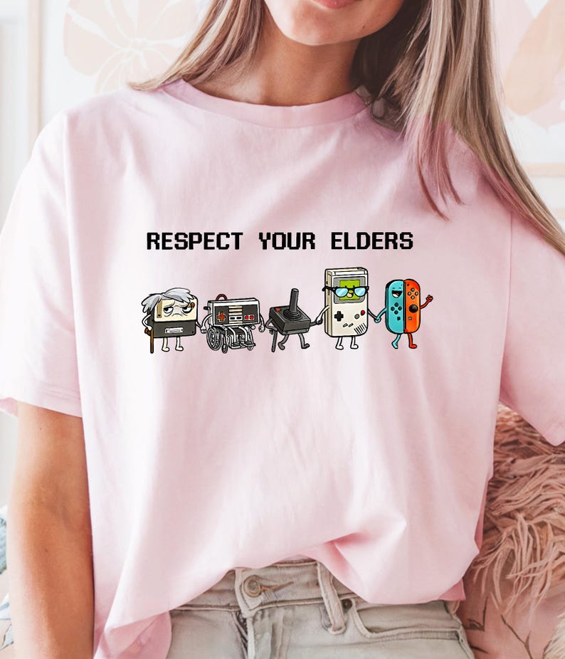 Vintage Respect Your Elders Shirt, Old Controller Retro Gaming Tee ...