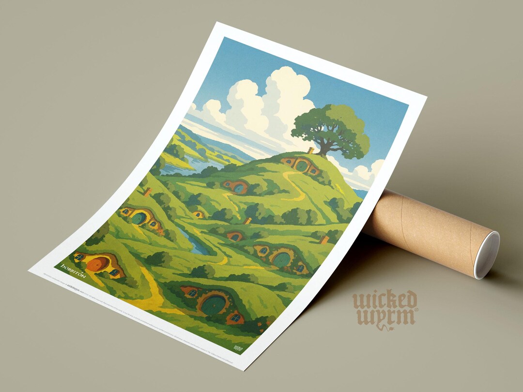 Hobbiton | the Shire | Tolkien Inspired A3 Art Print | Fantasy Wall ...