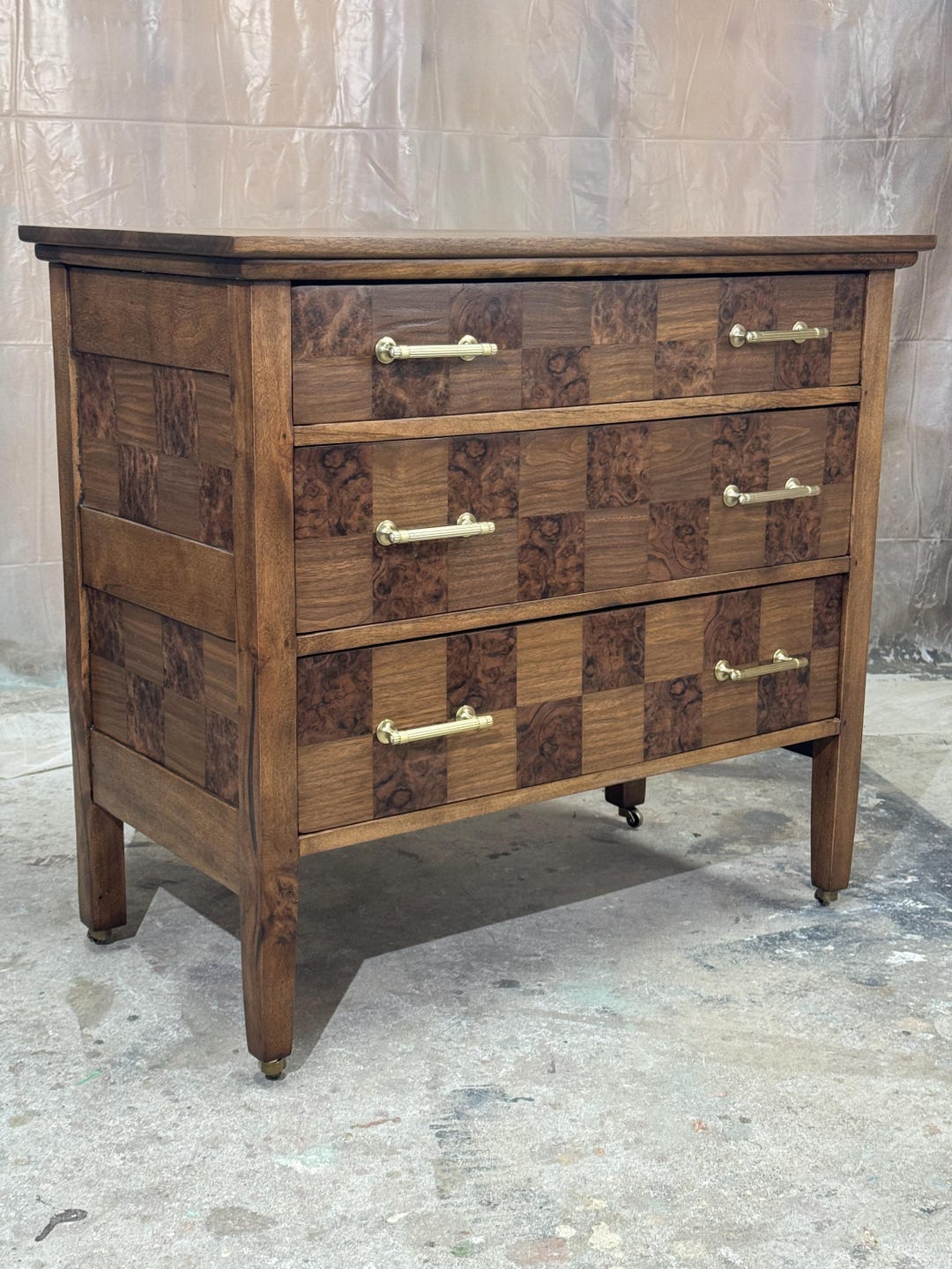 Custom Antique 3-drawer Dresser With Walnut Patchwork | Restored Chest ...