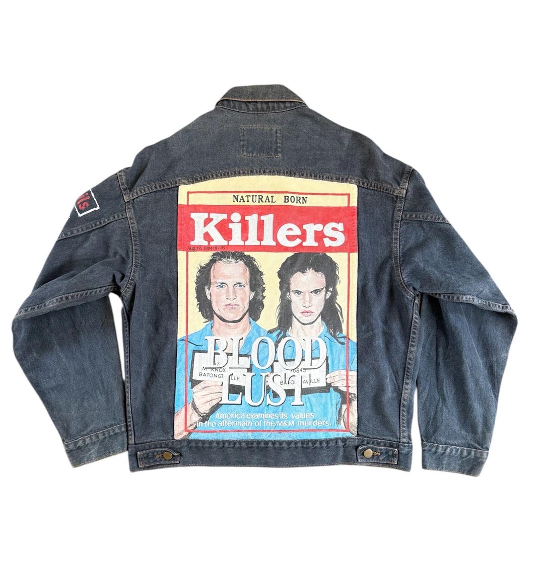 Vtg 90s Trucket Jacket Custom Natural Born Killer Jacket / L Size - Etsy