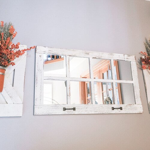 8 Pane Farmhouse Wall Decor Window Mirror Rustic Window - Etsy