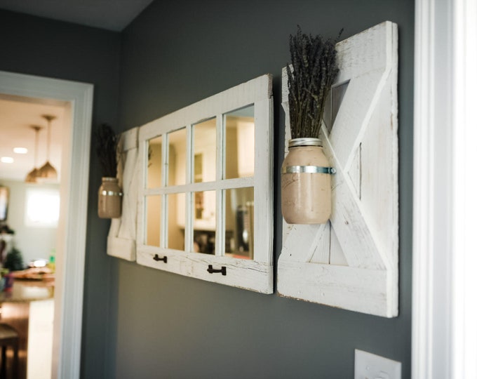 8 Pane Farmhouse Wall Decor Window Mirror - Rustic Window Mirror ...