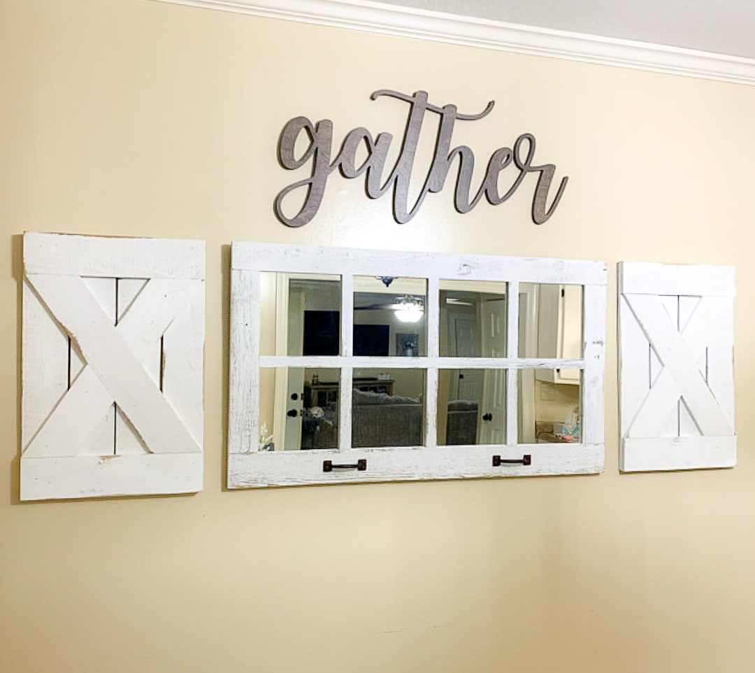 8 Pane Farmhouse Wall Decor Window Mirror - Rustic Window Mirror ...