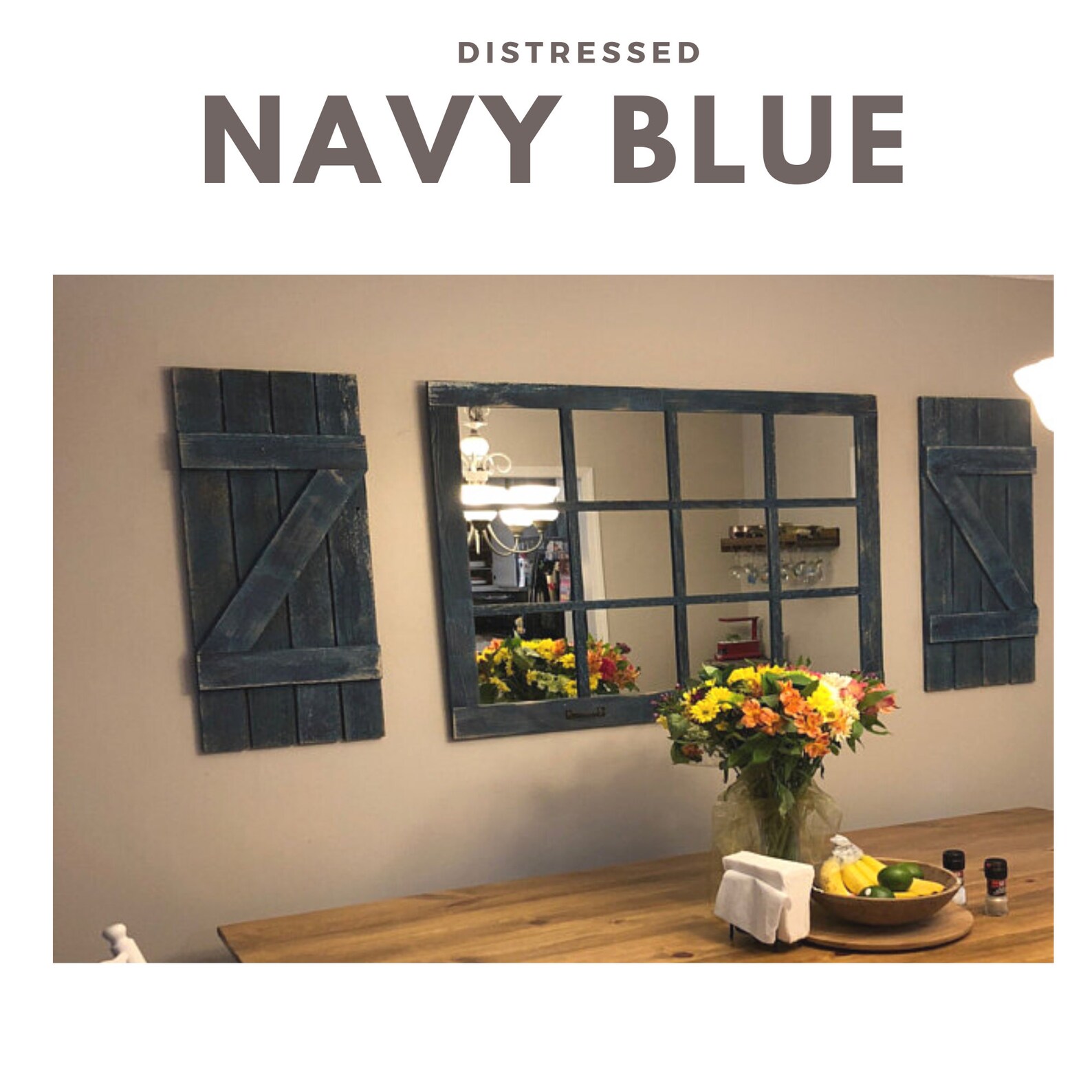 Mirror and Shutter Decor Set Bedroom Decor Bathroom Wall | Etsy