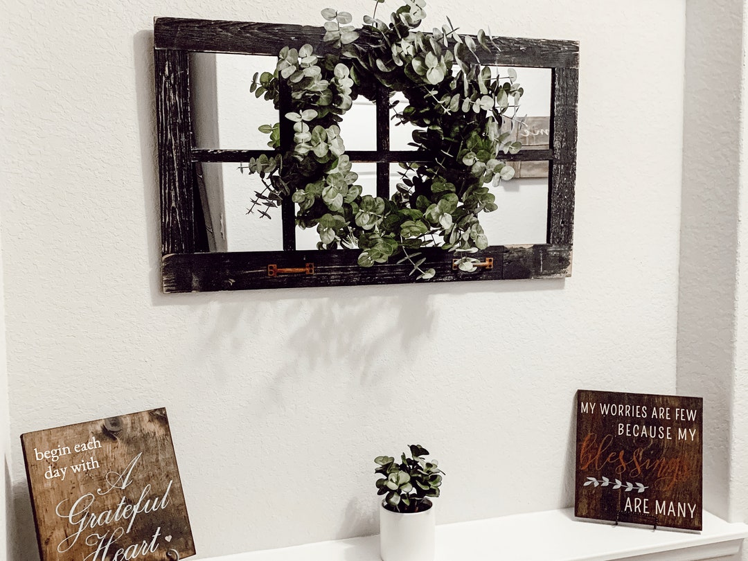 8 Pane Farmhouse Wall Decor Window Mirror Rustic Window Mirror Rustic ...