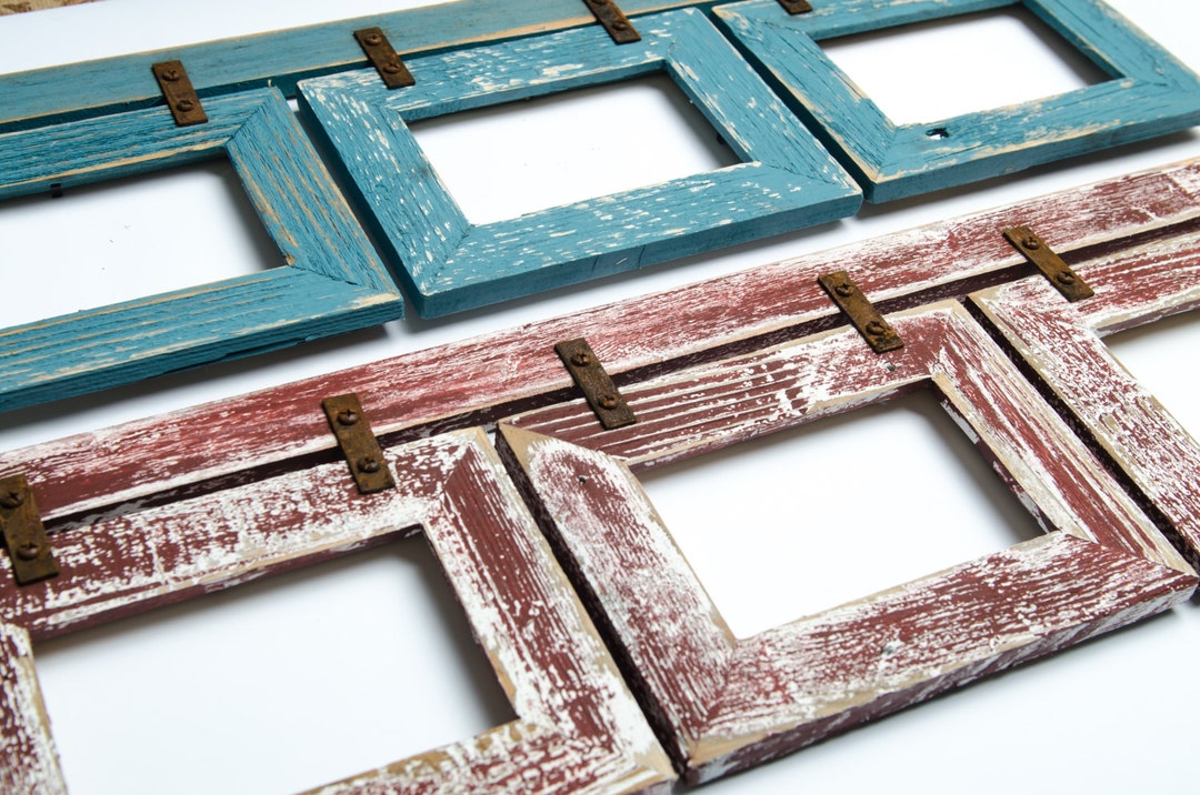 Set of 2 Barnwood Collage Rustic Frames 3) 5x7 Multi Opening Frame ...