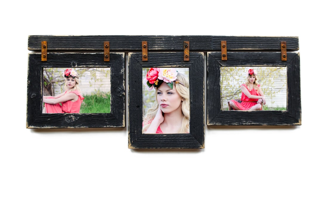 Barnwood Mixed Collage Frame. 3) 5x7 Multi Opening Frame. Rustic ...